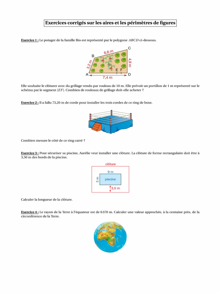 Exercices 5eme Aires Et Périmètres | PDF