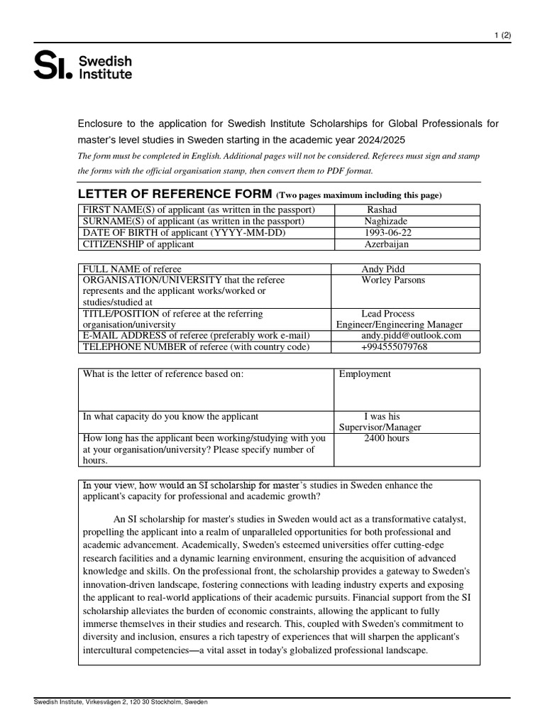 2.letter of Reference Form Sisgp 2024 - 2025 | PDF | Leadership | Cross ...