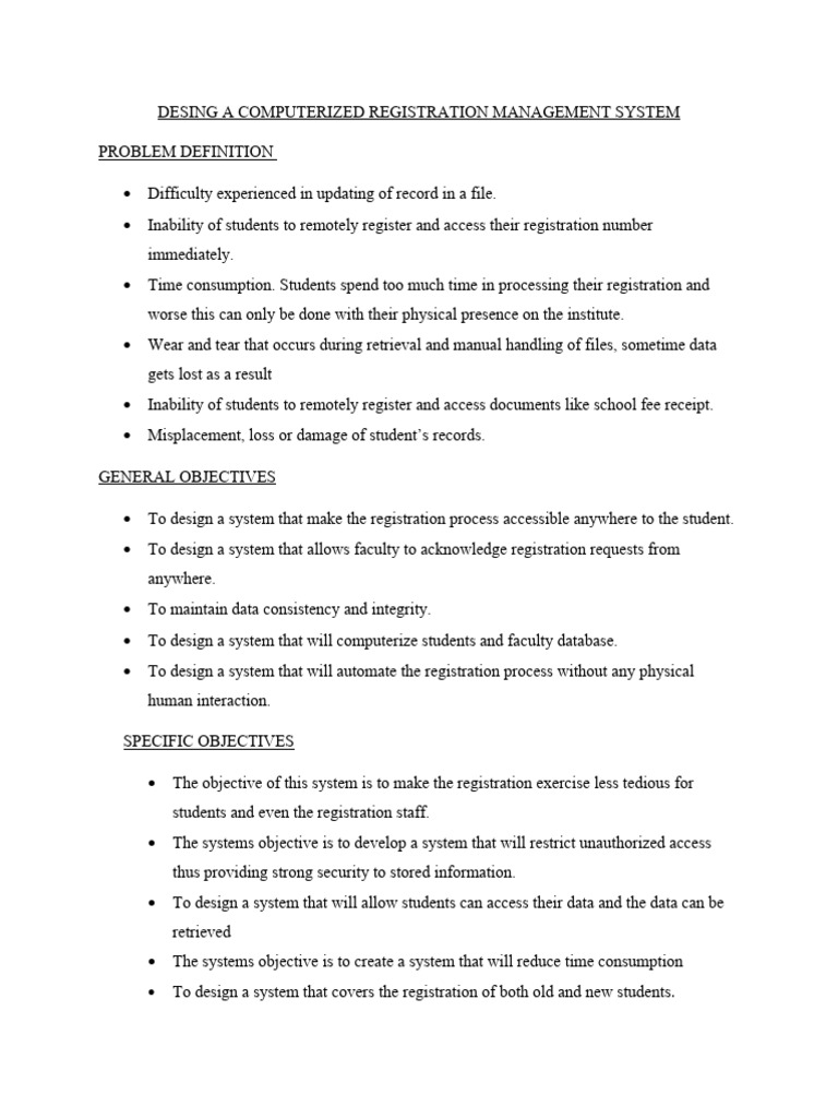 Desing A Computerized Registration Management System | PDF | Computers