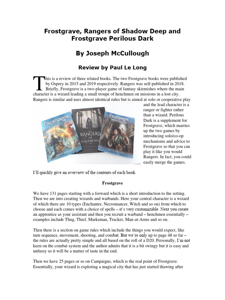 Frostgrave Rangers of Shadow Deep Perilous Dark Rules | PDF | Magician (Fantasy) | Role Playing ...