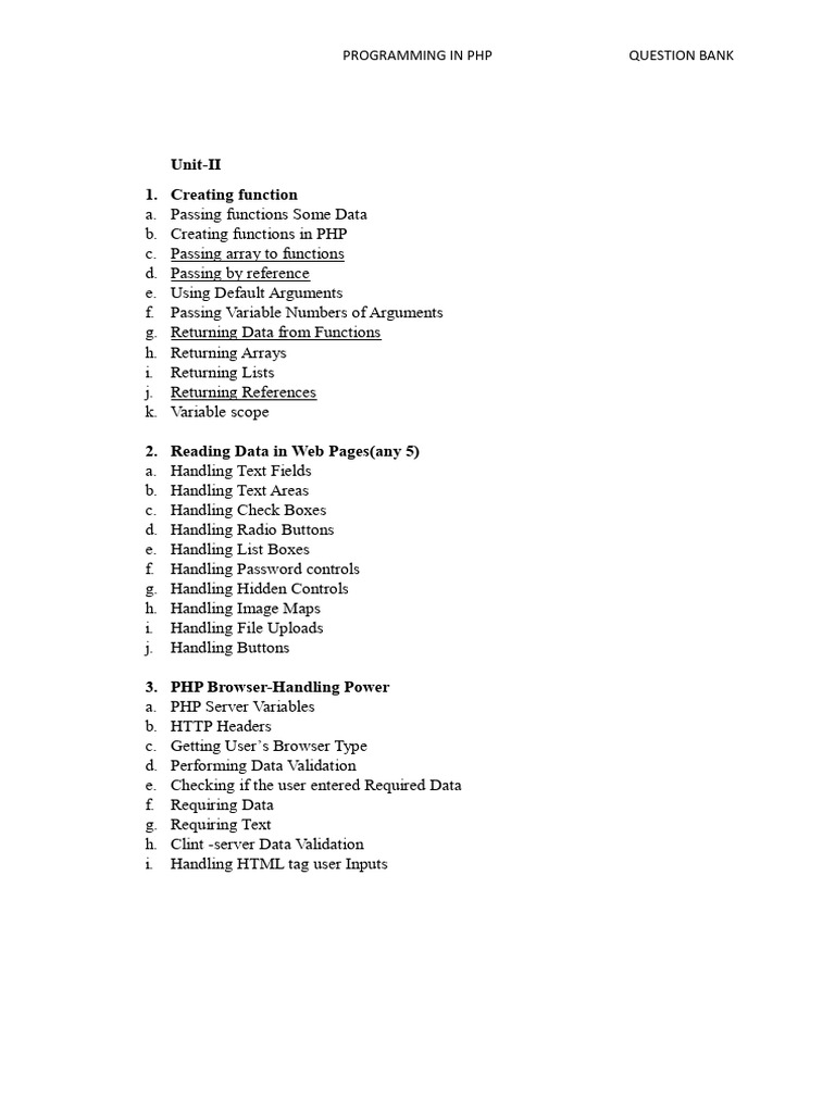 Unit 2 Question Bank Pdf Parameter Computer Programming Php 3493