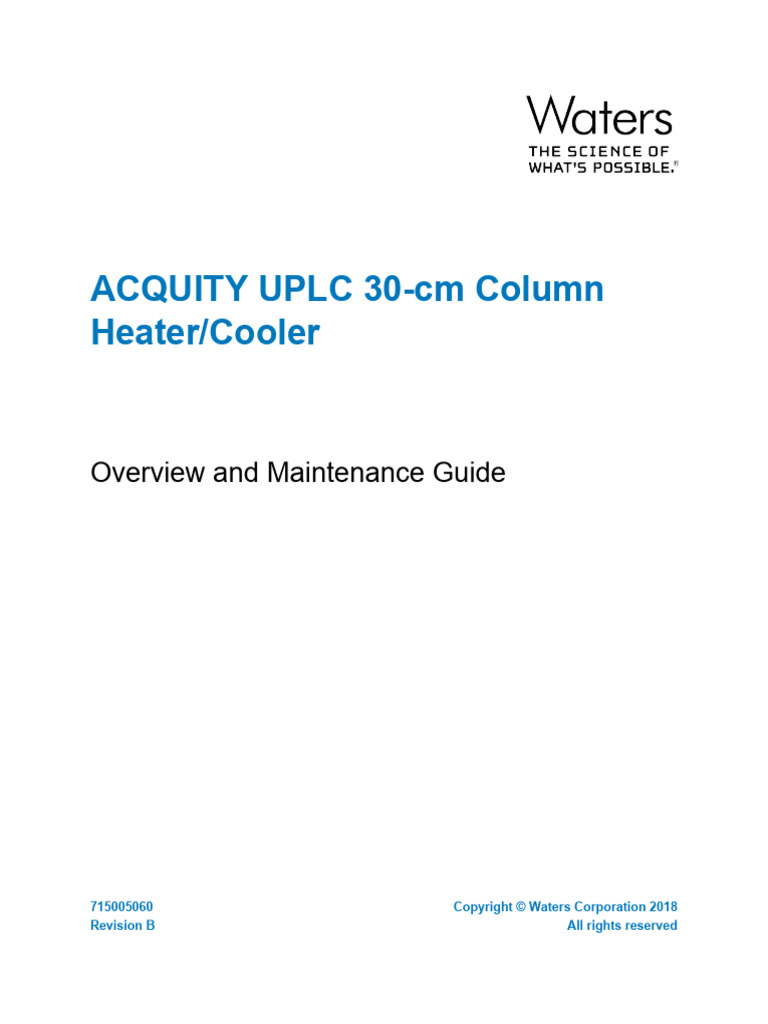 ACQUITY UPLC 30-cm Column Heater Cooler Overview and Maintenance Guide | PDF | Screw | Pipe ...