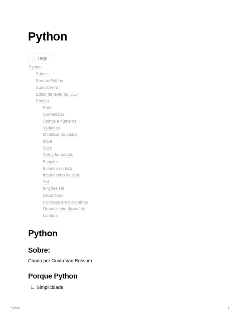 Resumo Curso Python | PDF | Python (linguagem de programação) | Informática Resumo Curso Python | PDF | Python (linguagem de programação) | Informática