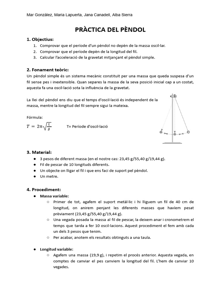 Pràctica Pendol | PDF