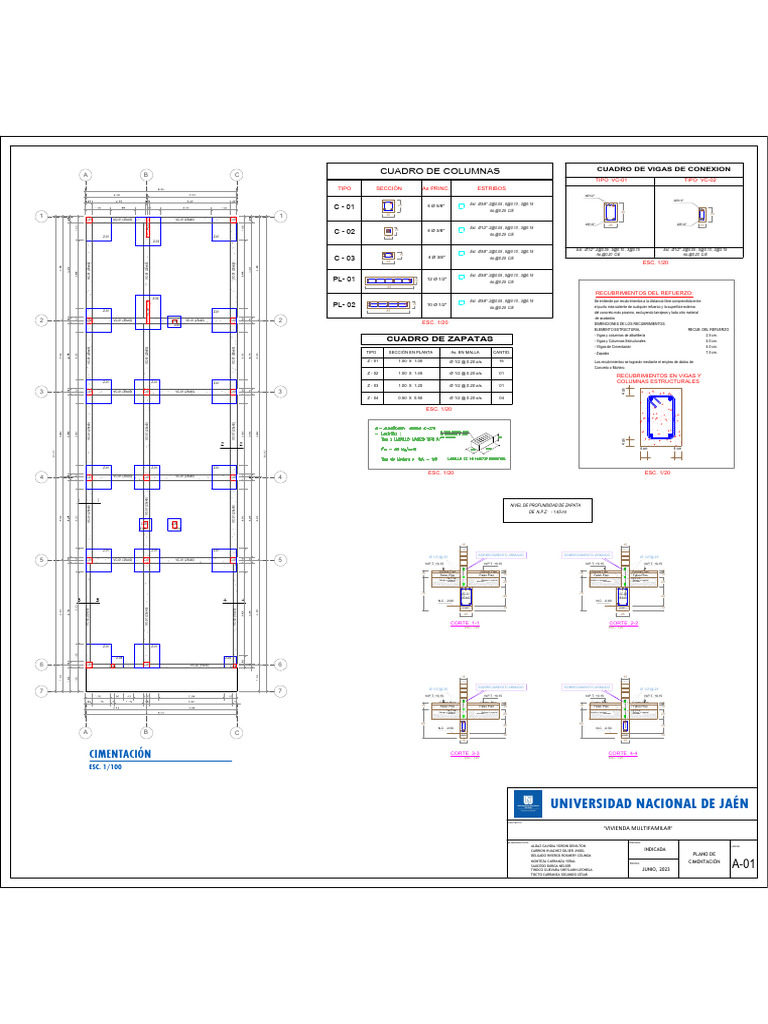 Plano de Cimentación | PDF | Ingeniería estructural