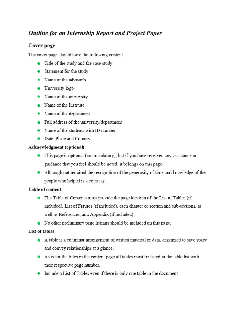 Guide Line of Internship Report and Project | PDF | Data Analysis ...