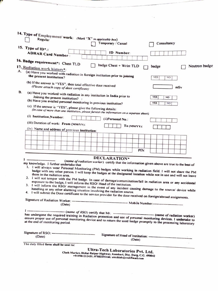 TLD Form | Download Free PDF | Radiography | Radiology
