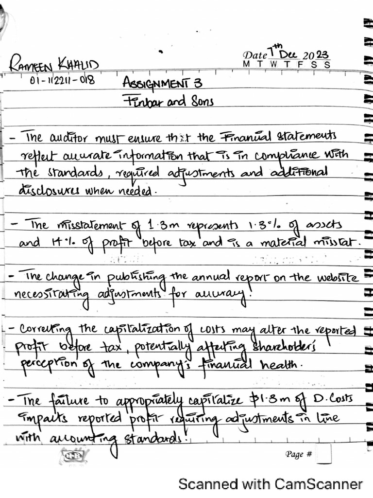 Adv. Auditing Assignment 3 | PDF