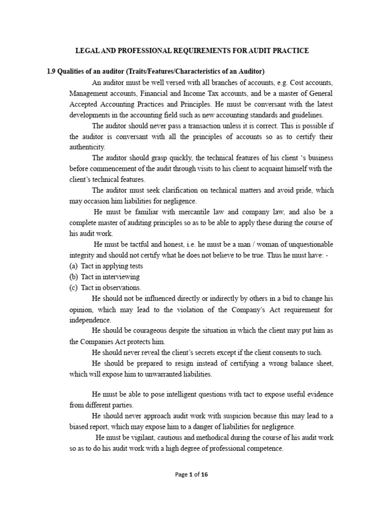 Lesson 3 and 4 - Legal Professional Requirements For Audit Practice | PDF | Audit | Accountant