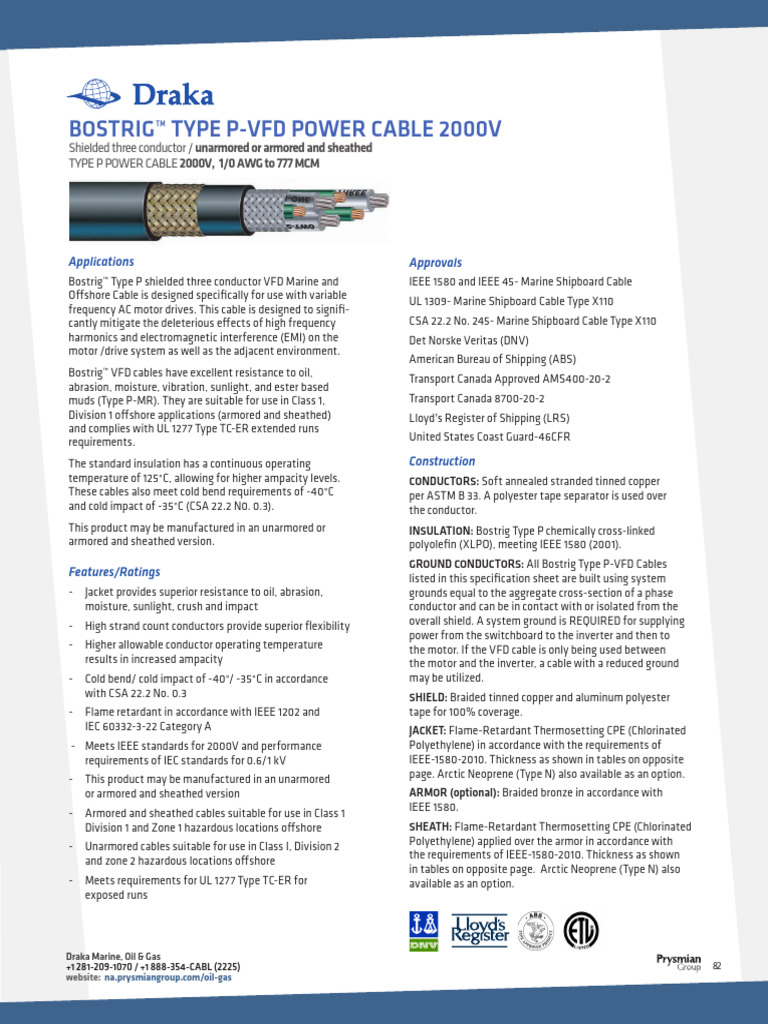 Bostrig Type P VFD 2kV | PDF | Electrical Conductor | Electricity