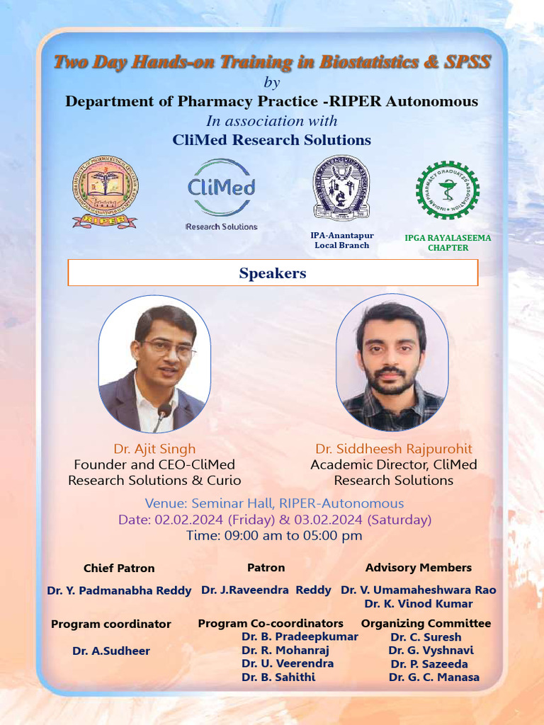 Biostatistics Two Days Workshop 2024 | PDF