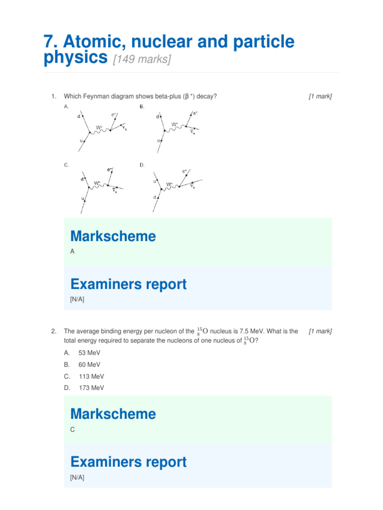 Atomic and Nuclear Physics Exam | PDF | Radioactive Decay | Atomic Nucleus