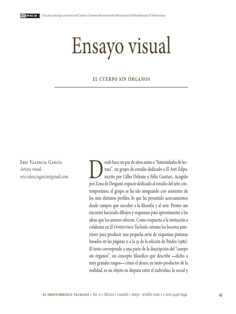 Ensayo Visual: Cuerpo sin Órganos | PDF