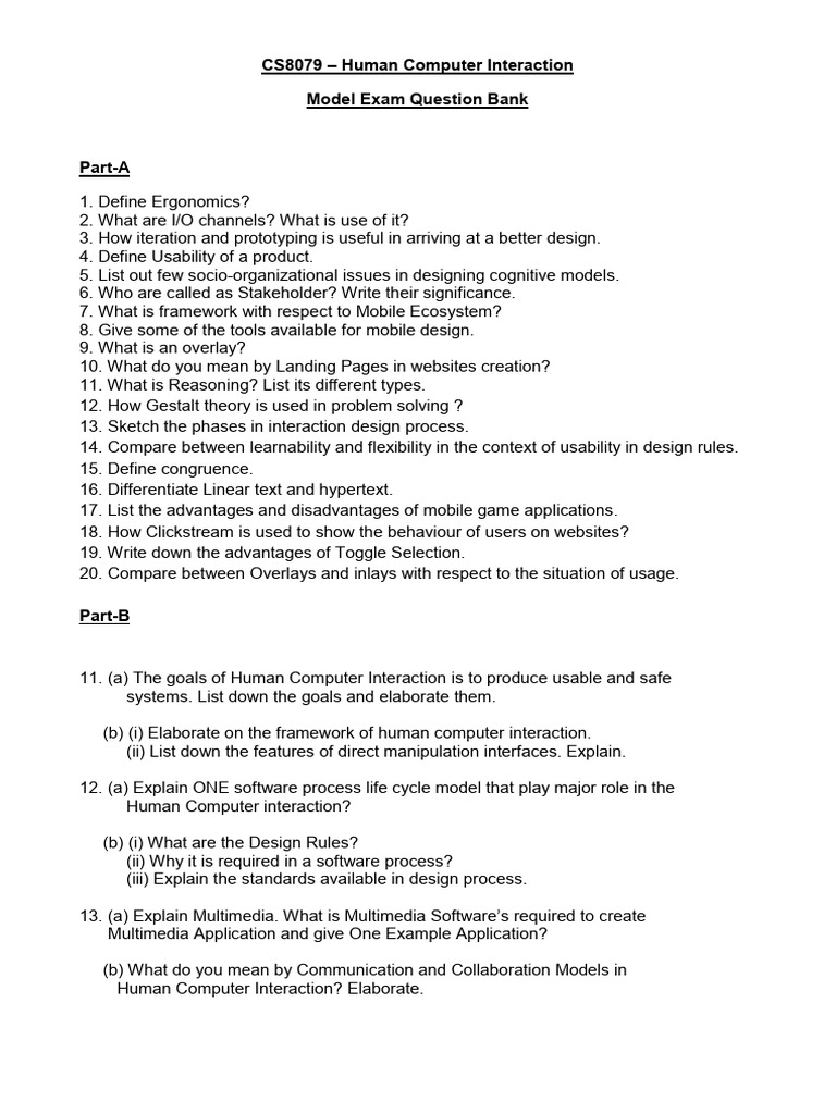 CS8079-HCI Model Exam QB | PDF | Human–Computer Interaction | Usability CS8079-HCI Model Exam QB | PDF | Human–Computer Interaction | Usability