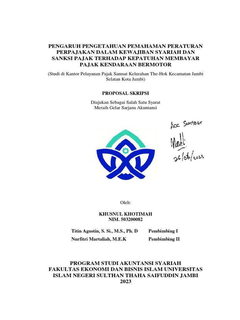 Proposal Skrripsi Khusnul Khotimah Tahun 2024 | PDF