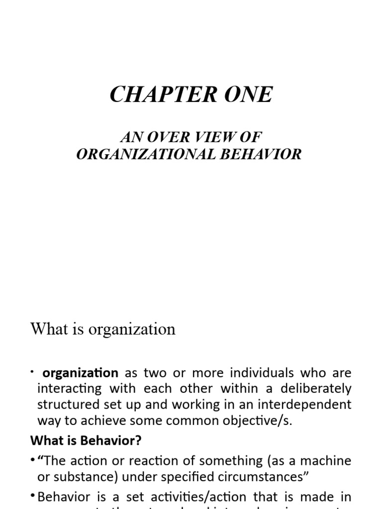 Organization Behaviour ch-1 | PDF | Behavior | Organizational Behavior