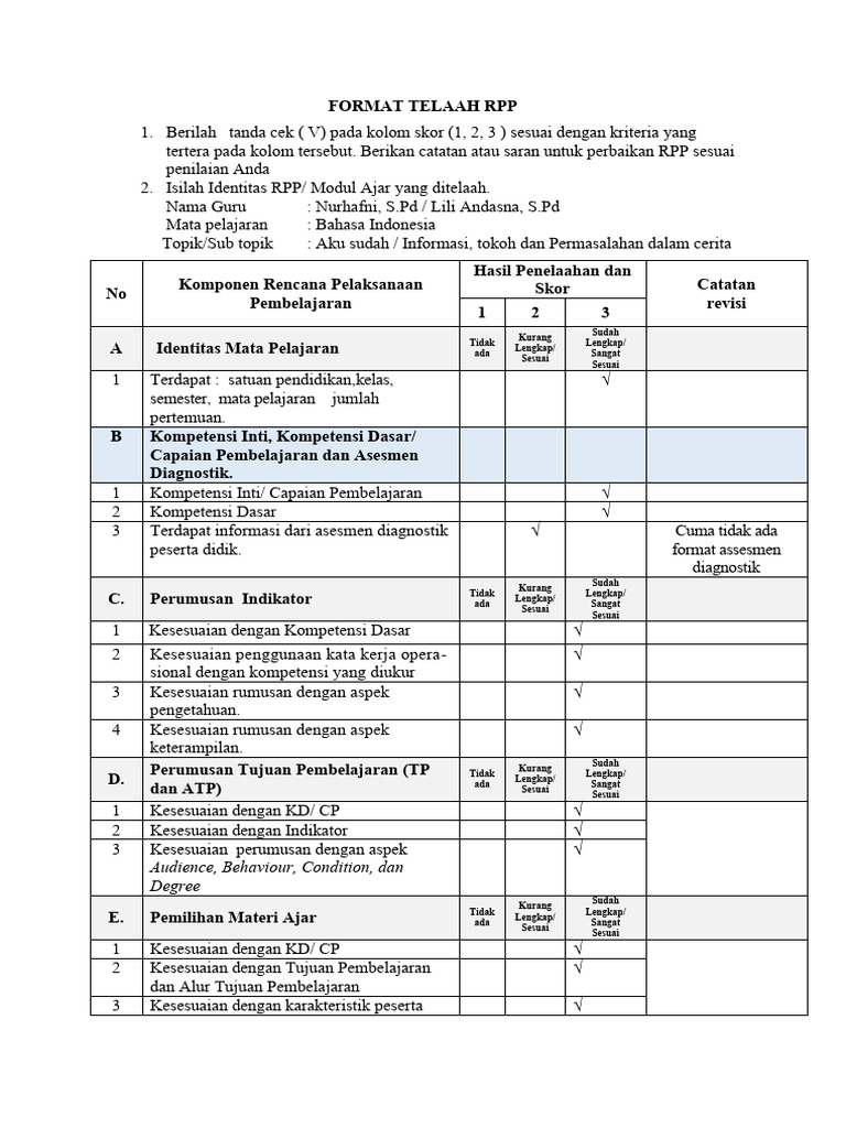 LK Telaah RPP Berdiferensiasi Dan KSE P3 Ok | PDF
