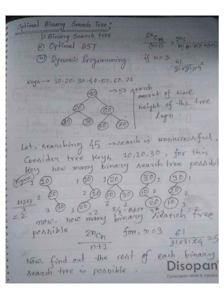 Optimal Binary Search Tree - C | PDF