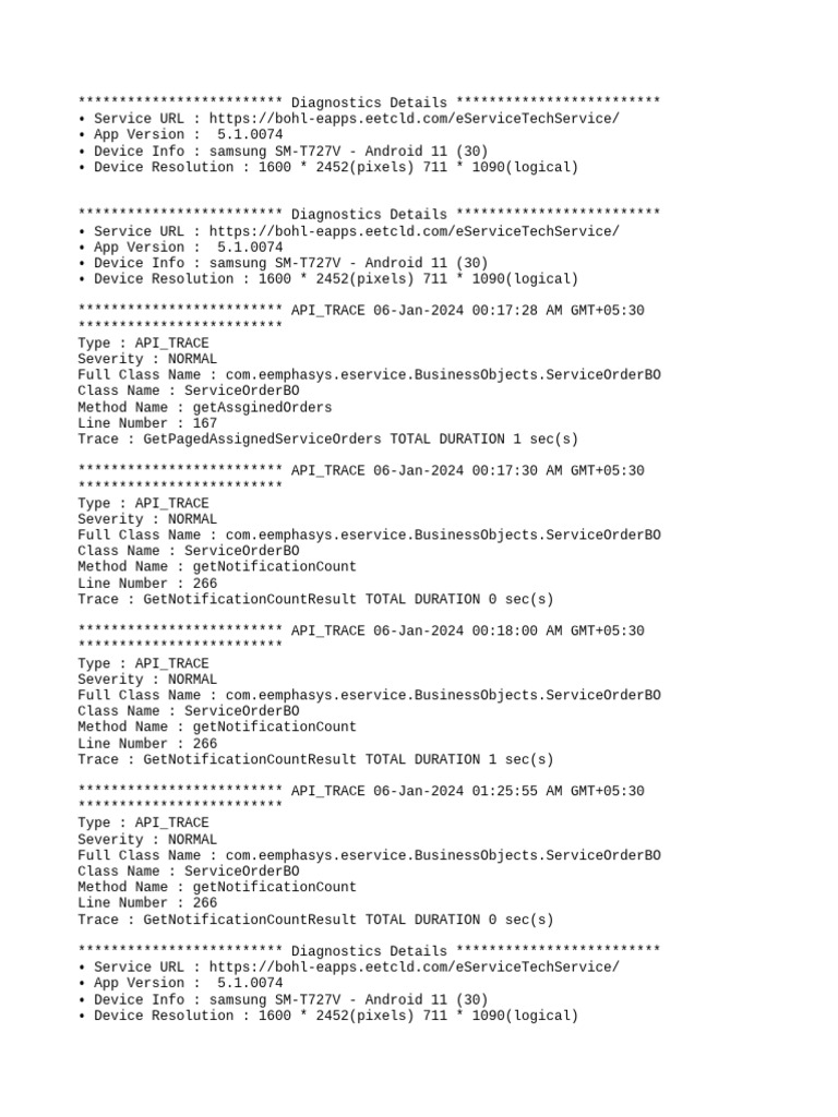 ErrorLog - 06 Jan 2024 | PDF | Android (Operating System) | Smart Devices