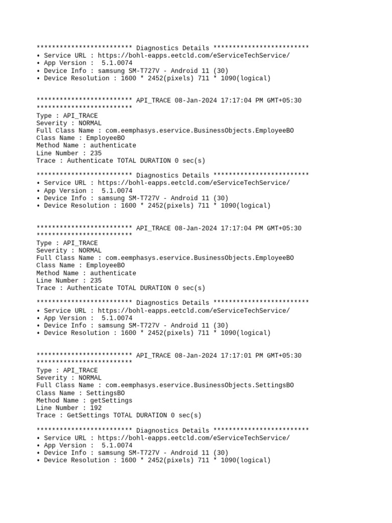 ErrorLog - 08 Jan 2024 | PDF | Android (Operating System) | Mobile App