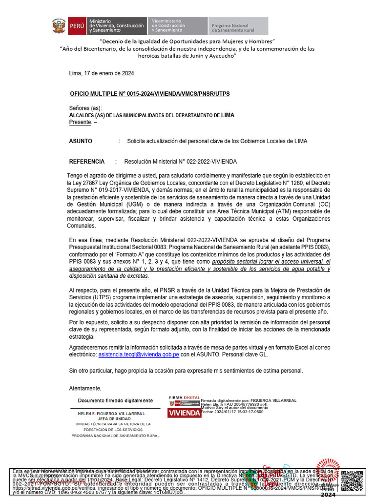 Oficio Multiple 0015-2024-LIMA | PDF | Lima