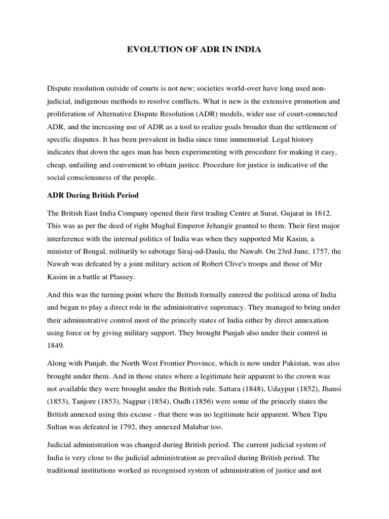 Evolution of Adr in India | PDF | Alternative Dispute Resolution ...