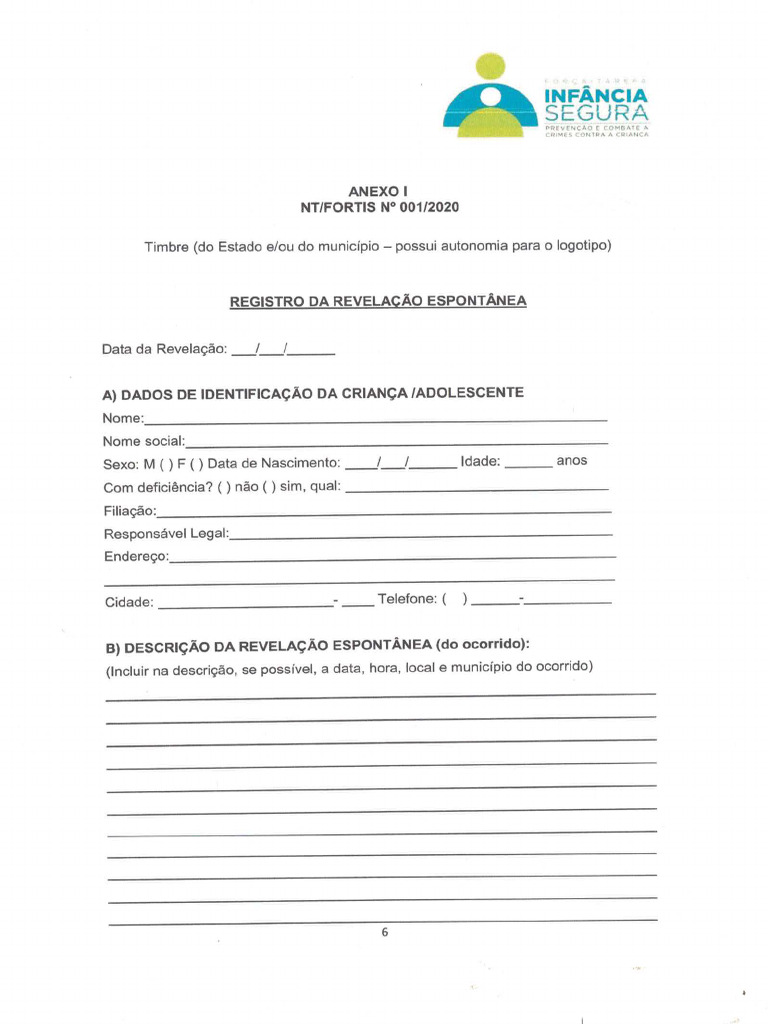 Ficha de Revelação Espontânea | PDF