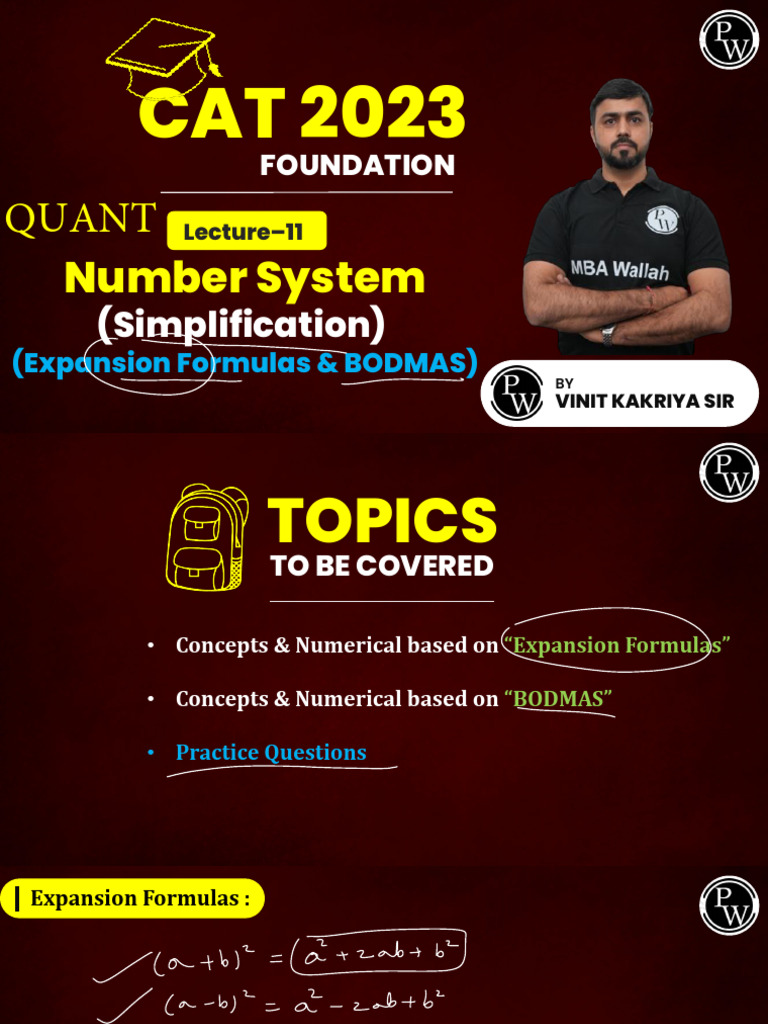 Quant Number System 11 - Simplification - Class Notes - MBA Foundation ...