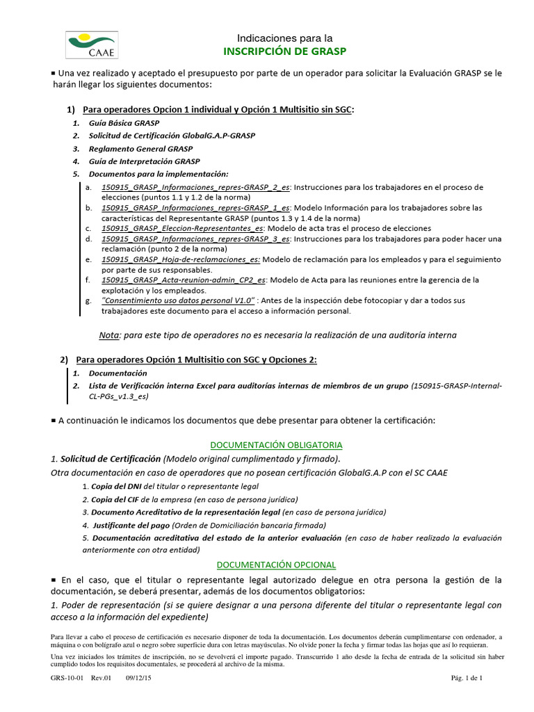 GRS-10-01 Indicaciones Inscripcion GRASP | PDF