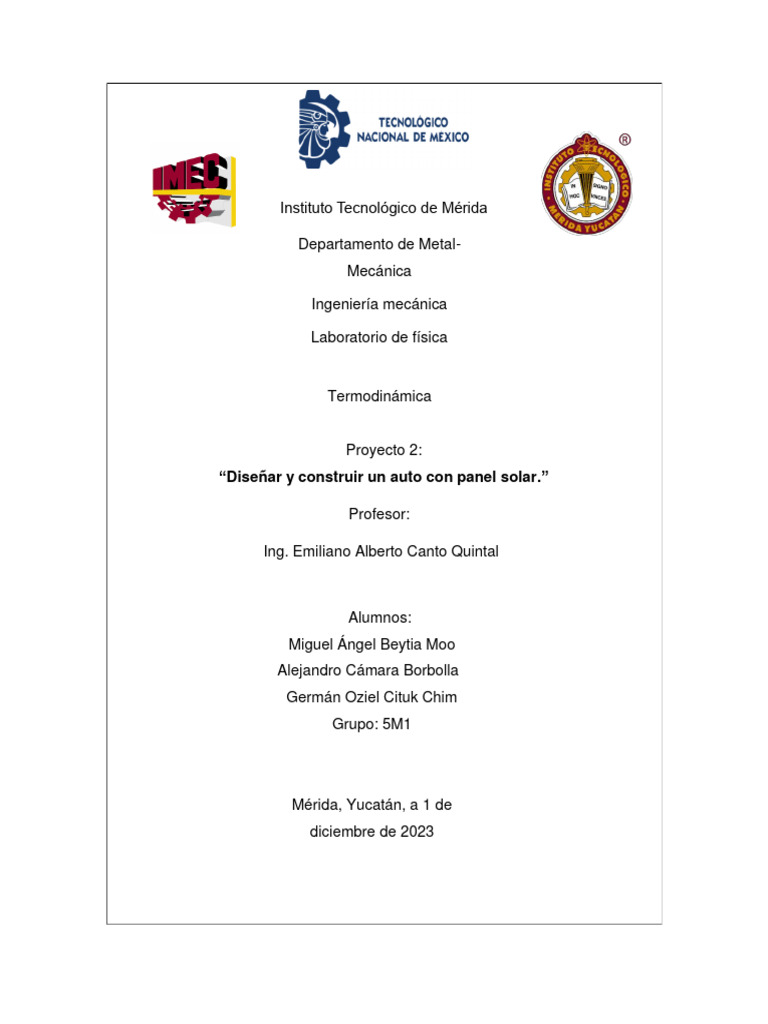 Carrito Solar 5M1 Beytia Camara Cituk | PDF | Energía solar | Panel solar