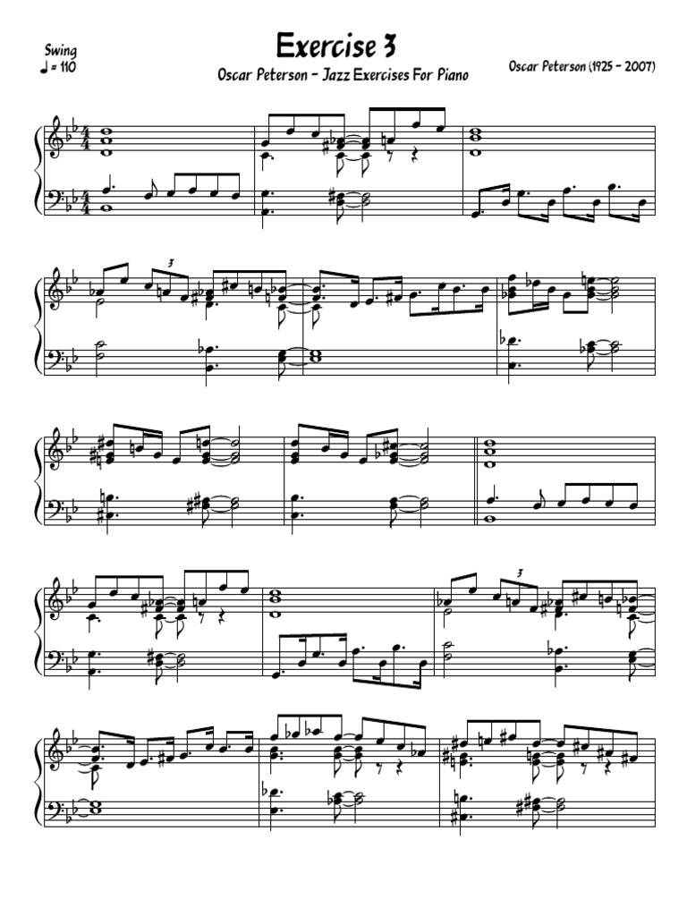 Oscar Peterson - Jazz Exercises For Piano - Exercise 3 | PDF