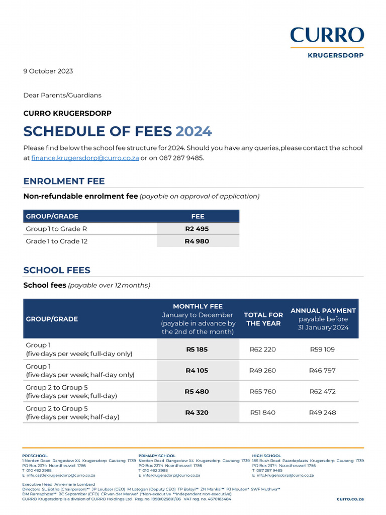 2024 School Fees Overview | PDF | Finance & Money Management