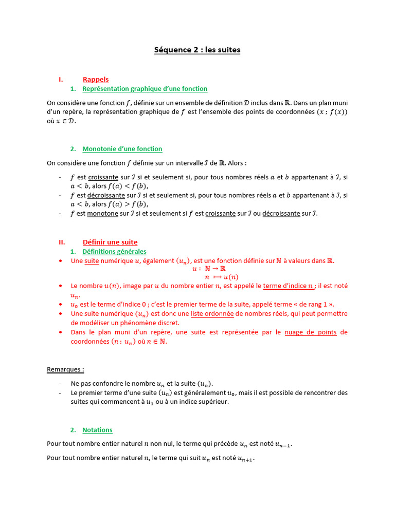 Les Suites Explicites Et Recurentes | PDF | Séquence | Fonction monotone
