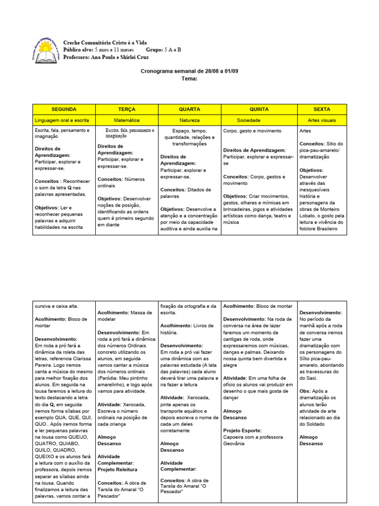 Plano de Aula 28 A 01 | PDF | Aprendizado | Escrita