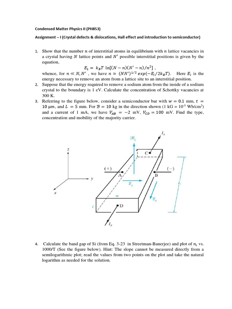 Assignment 1 | PDF | Doping (Semiconductor) | Semiconductors