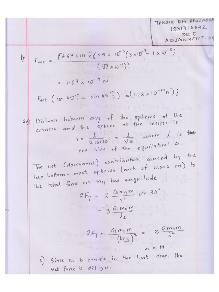 Phy 107 Assignment 04 | PDF