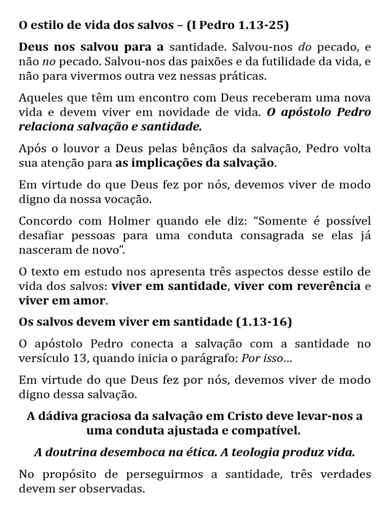 O Estilo de Vida Dos Salvos | PDF | Santo | Deus
