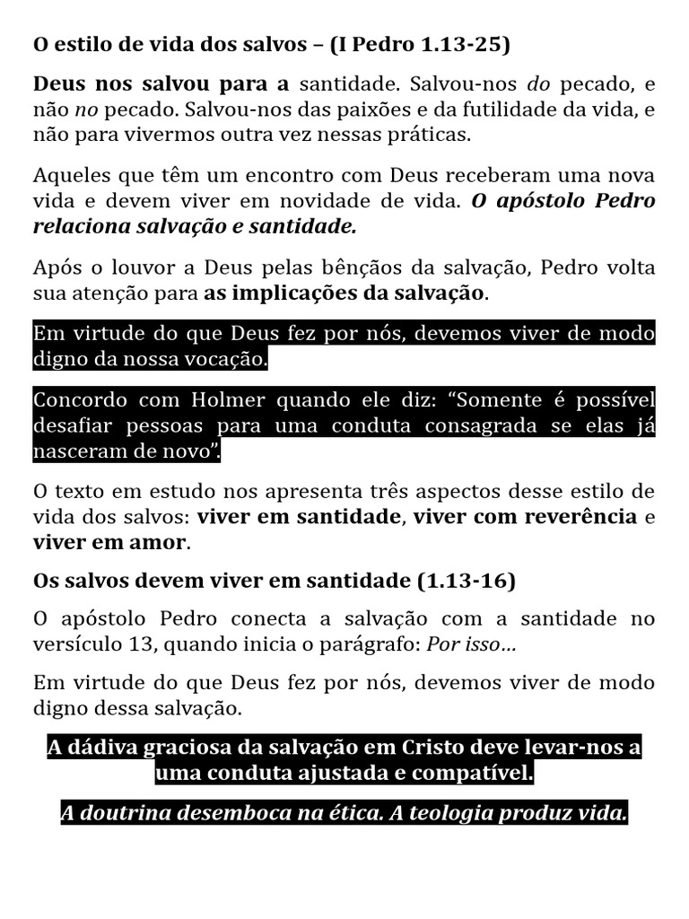 O Estilo de Vida Dos Salvos | PDF | Santo | Salvação