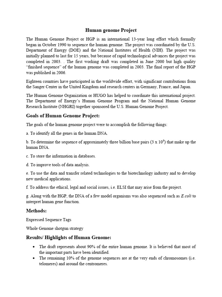 Human Genome Project | PDF | Genome | Human Genome