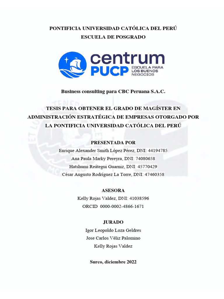 Business Consulting para La Empresa CBC Peruana Sac - Lopez | PDF