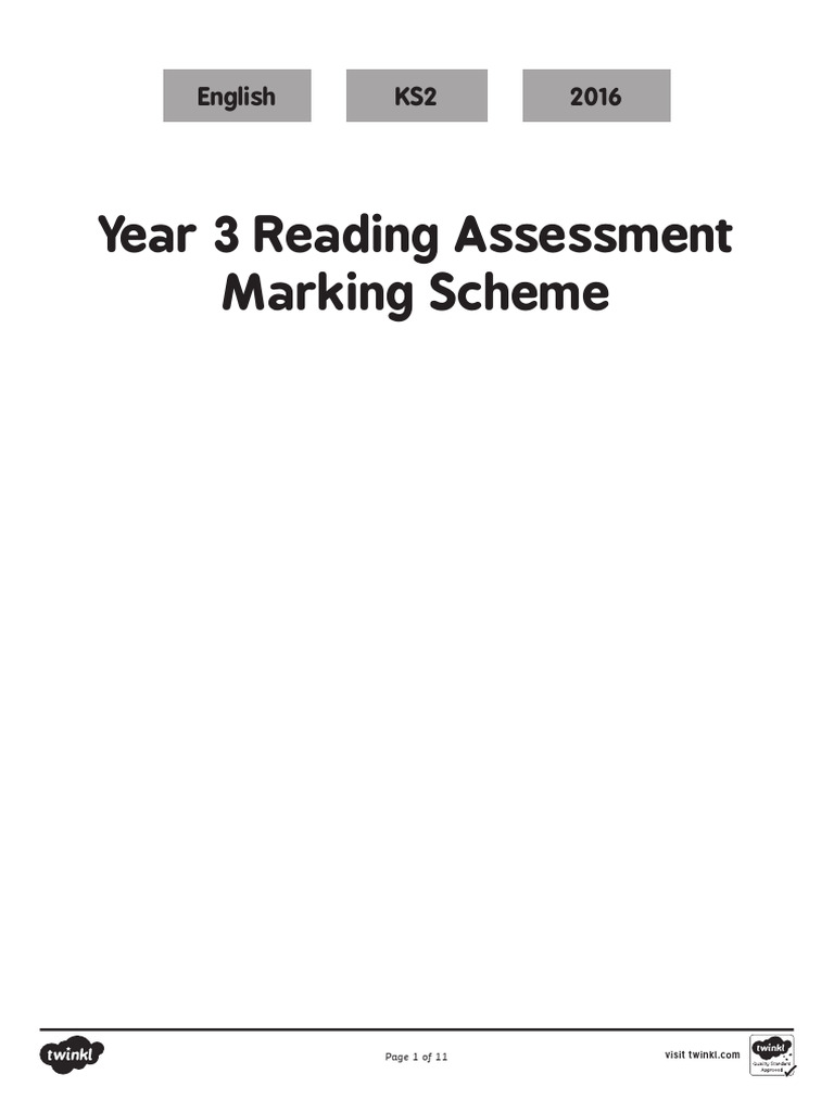 Year 3 Reading Assessment Marking Guide | PDF | Sharks | Poetry