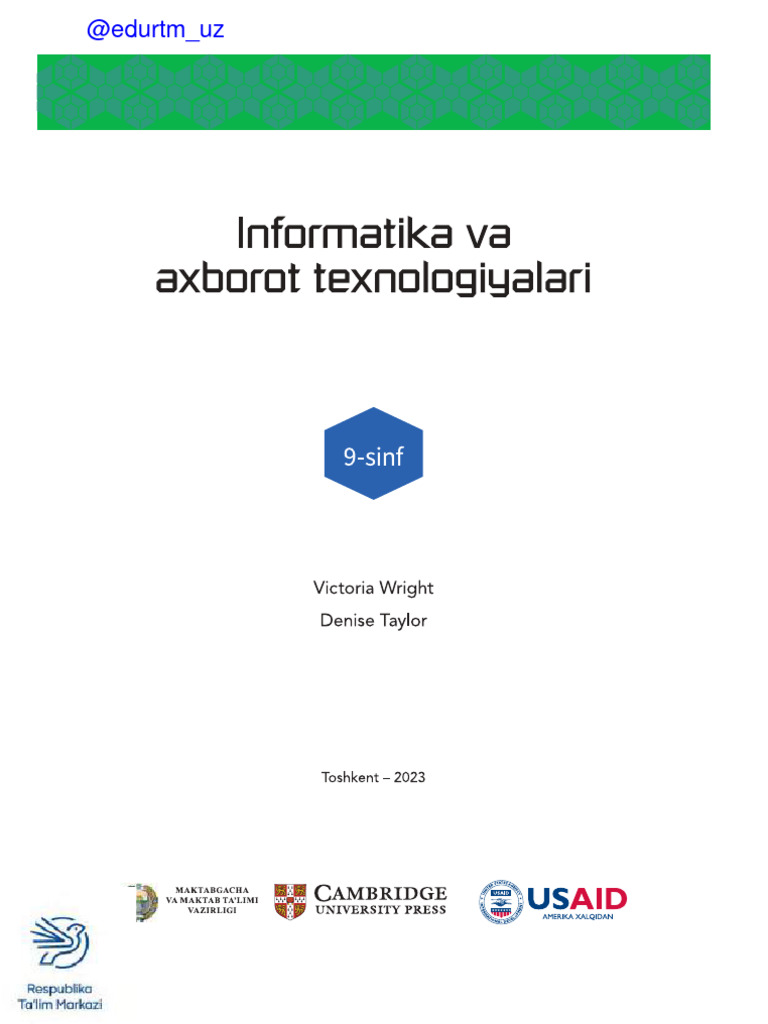 9-Sinf Informatika Va Axborot Texnologiyalari Yangi Darslik Kitob 2023 ...