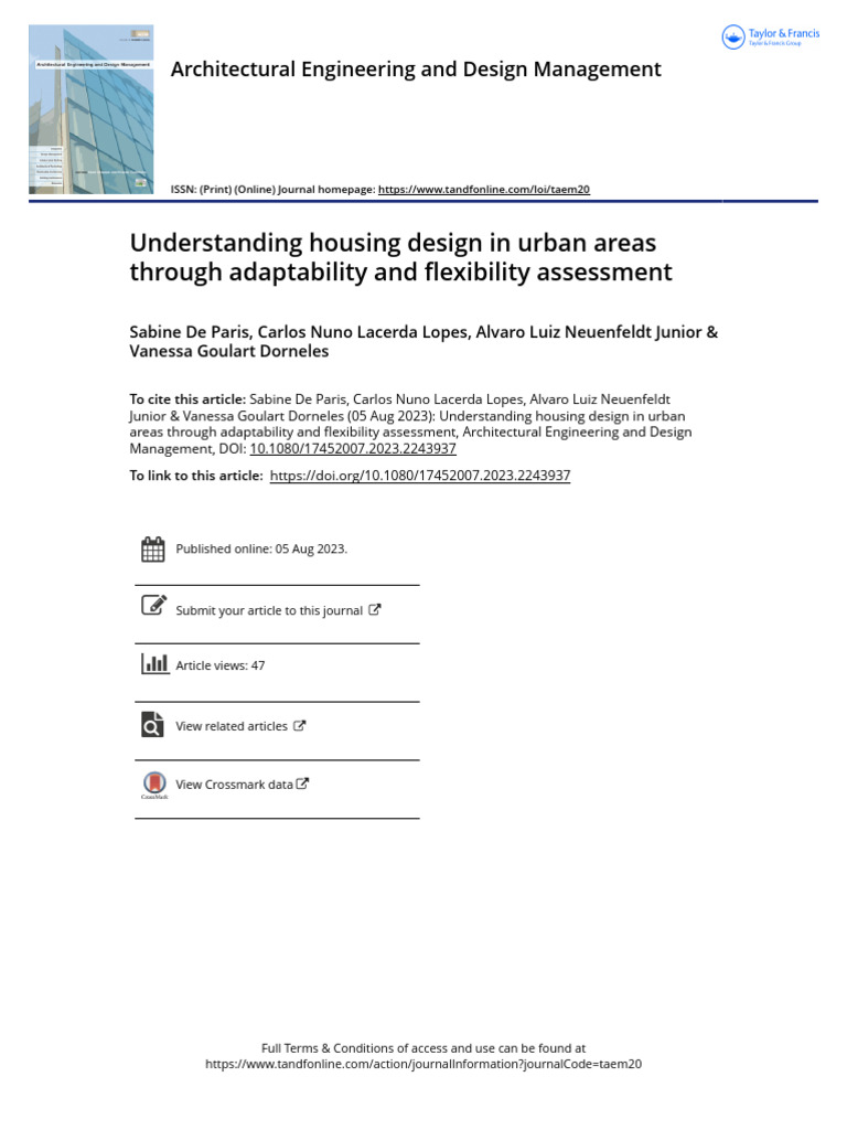 Understanding Housing Design in Urban Areas Through Adaptability and ...