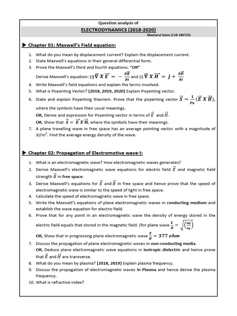 Edm - Qa 2018 2020 | PDF | Waves | Electromagnetic Radiation
