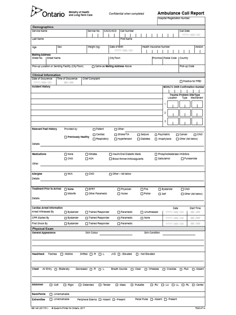 ACR Sample Ontario | Download Free PDF | Injury | Cardiac Arrest