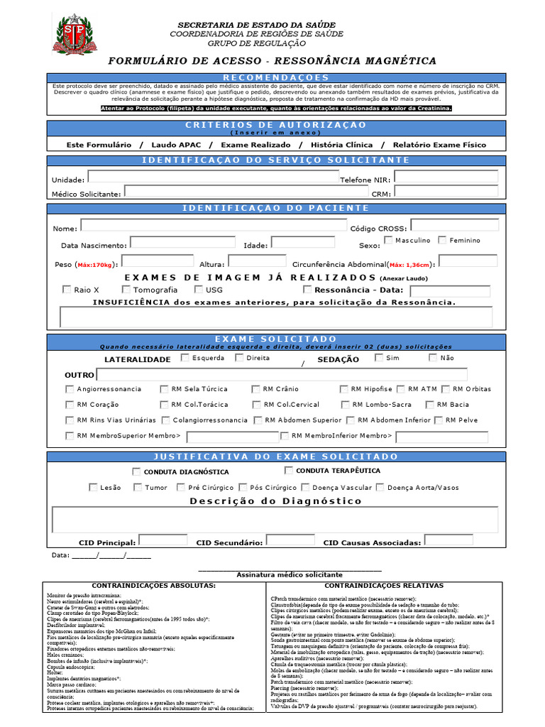 Formulário Ressonancia | Download grátis PDF | Remédio | Especialidades ...