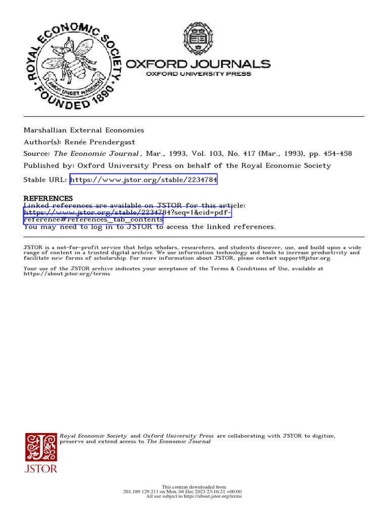 Understanding Marshallian External Economies | PDF | Economic ...