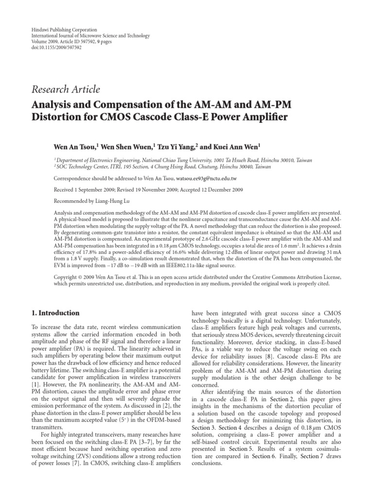 AM-AM and AM-PM For Power Amplifier | PDF | Amplifier | Distortion