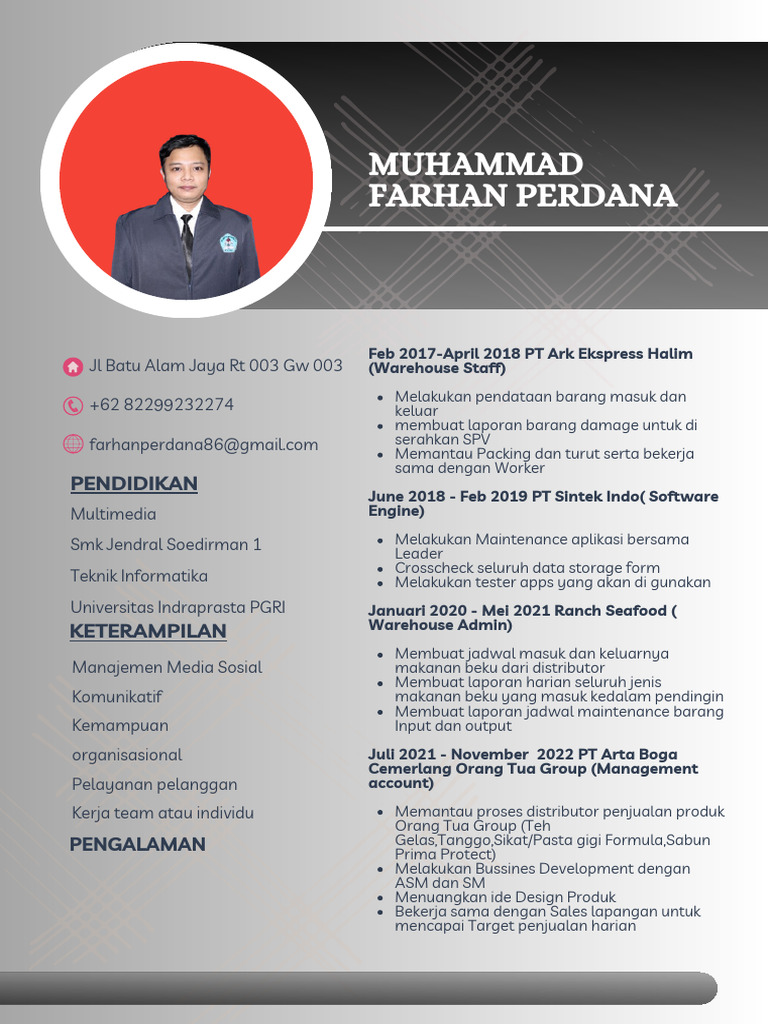 CV Muhammad Farhan | PDF | Bisnis