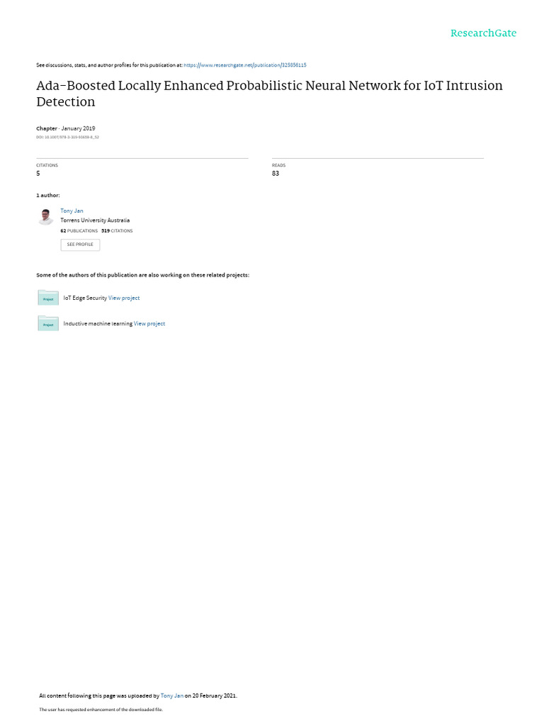 Ada-Boosted Locally Enhanced Probabilistic Neural Network For IoT ...